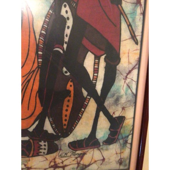 Wall Decor | Vintage Framed Batik Warrior Dancers Signed Painting ...